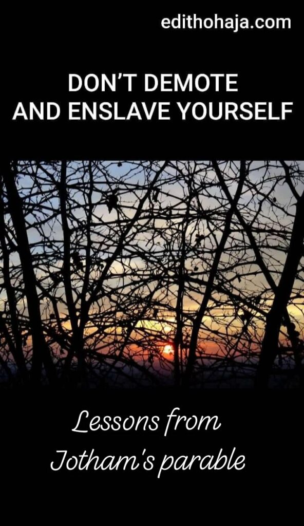DON’T DEMOTE AND ENSLAVE YOURSELF: Lessons from Jotham’s parable ...